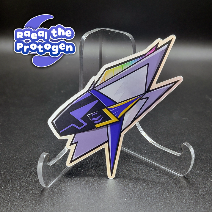 Raeal the Protogen "Protogen" Holographic Sticker – Blue Screen Apparel